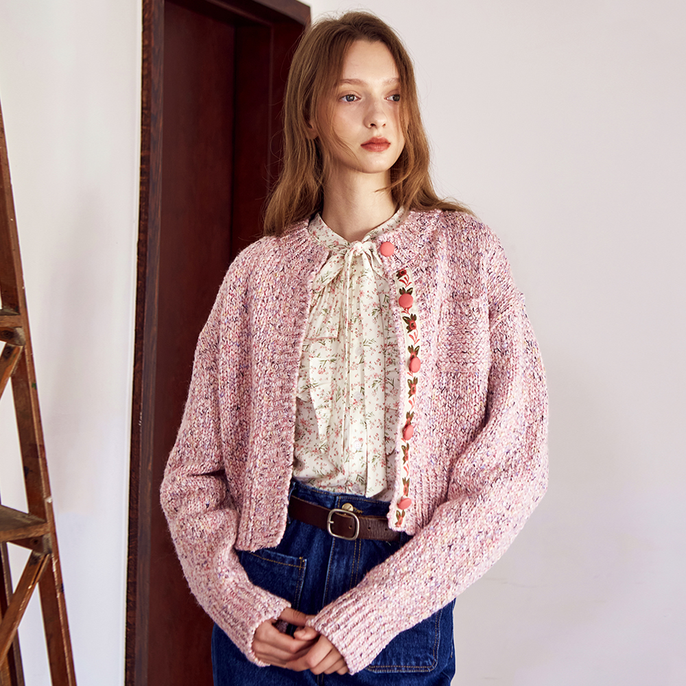 바이탈싸인 Jacquard Lace Candy Cardigan (Pink) - 위시버킷