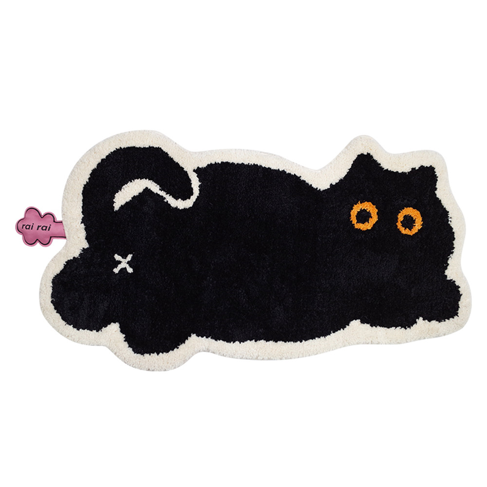 수심 수심 Black Cat Rug 고양이 러그 발매트 카페트 귀여운 감성 침실 인테리어 패드 - 위시버킷