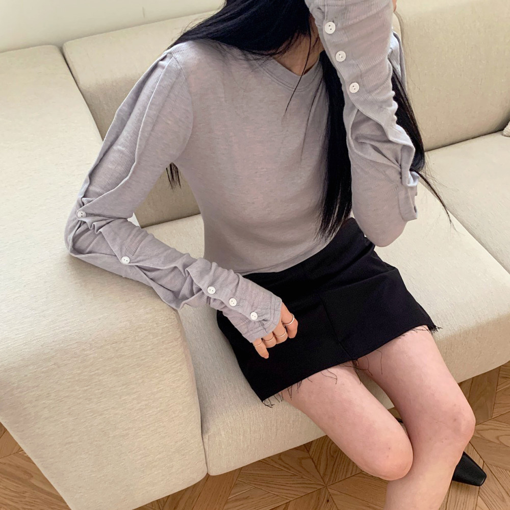 콜드룸 텐셀 소매 버튼 슬림 긴팔 티셔츠(4col/set) - 위시버킷