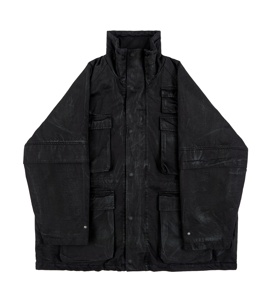 선데이오프클럽 Oversized Washed Cargo Shell Parka - Washed Black - 위시버킷