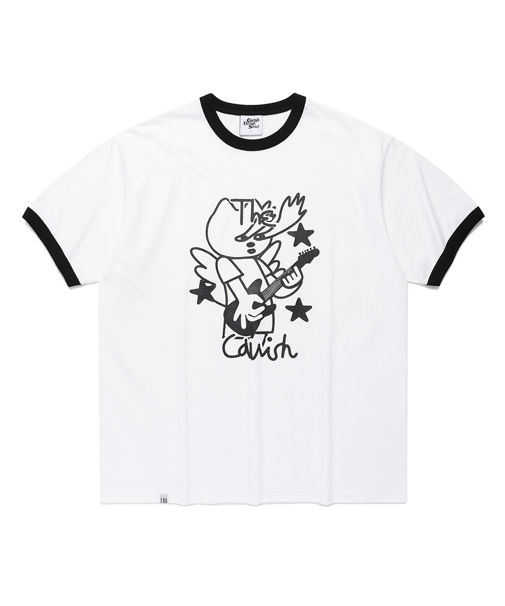 카비시 CAVISH X LELBO BROWN GLITTER RINGER SS TEE[WHITE] - 위시버킷