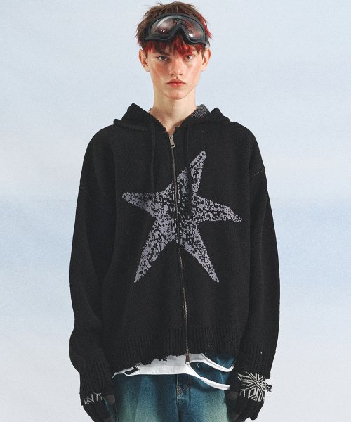 메인부스 Starfish Hood Zip-Up Sweater(BLACK) - 위시버킷