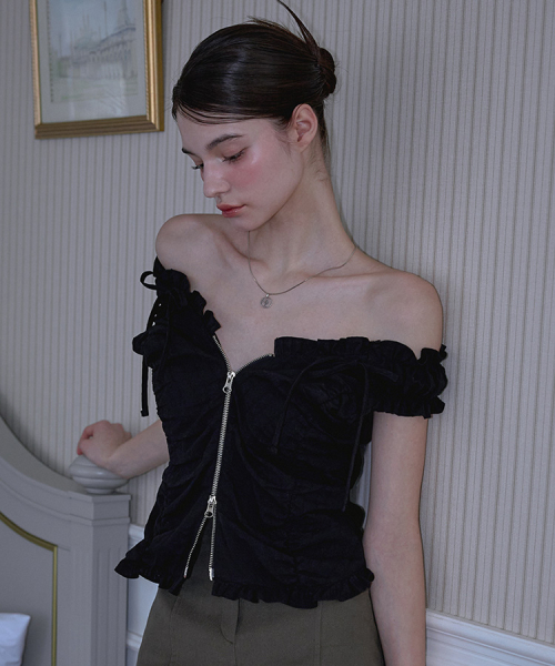 로제프란츠 Two-way Frill Ribbon Sleeveless [Black] - 위시버킷