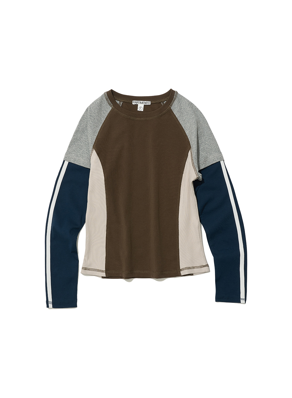 파르티멘토 [WOMEN] COLORBLOCK LAYER LONG SLEEVE TEE_BROWN - 위시버킷