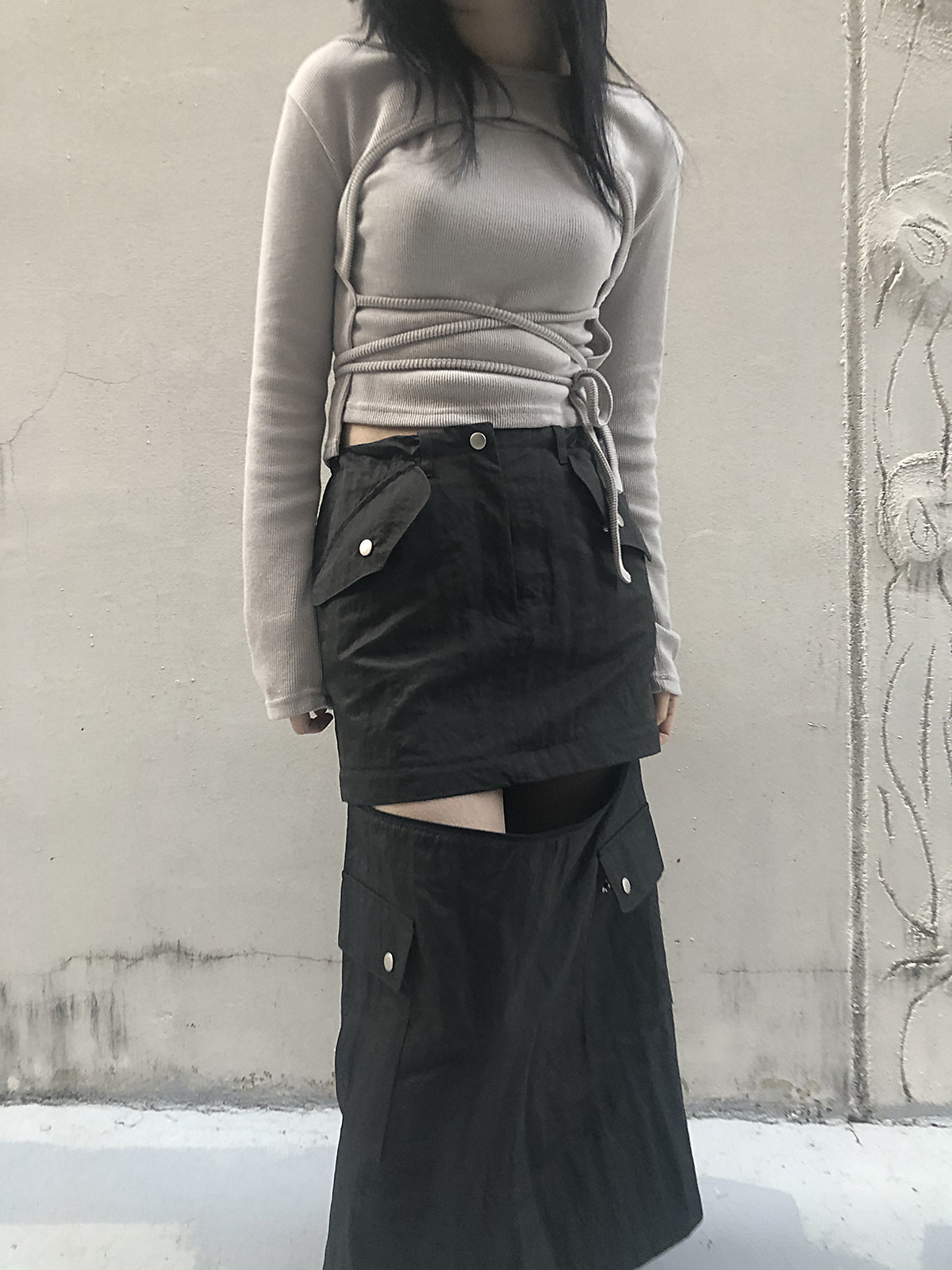커먼플레이스북 2way button cargo skirt (2c) - 위시버킷