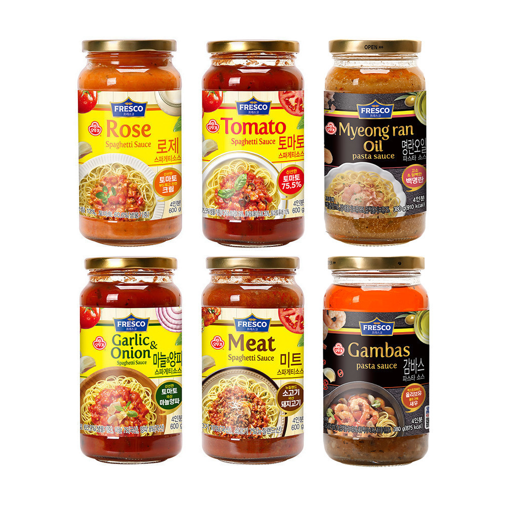 오뚜기 오뚜기 프레스코 스파게티 소스 8종 4입 기획팩 로제 토마토 마늘양파 미트 감바스 명란오일 외 - 위시버킷
