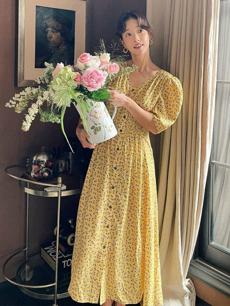 온앤온 [on&on] Flower Print Smoking Dress NEW2MWO529 - 위시버킷