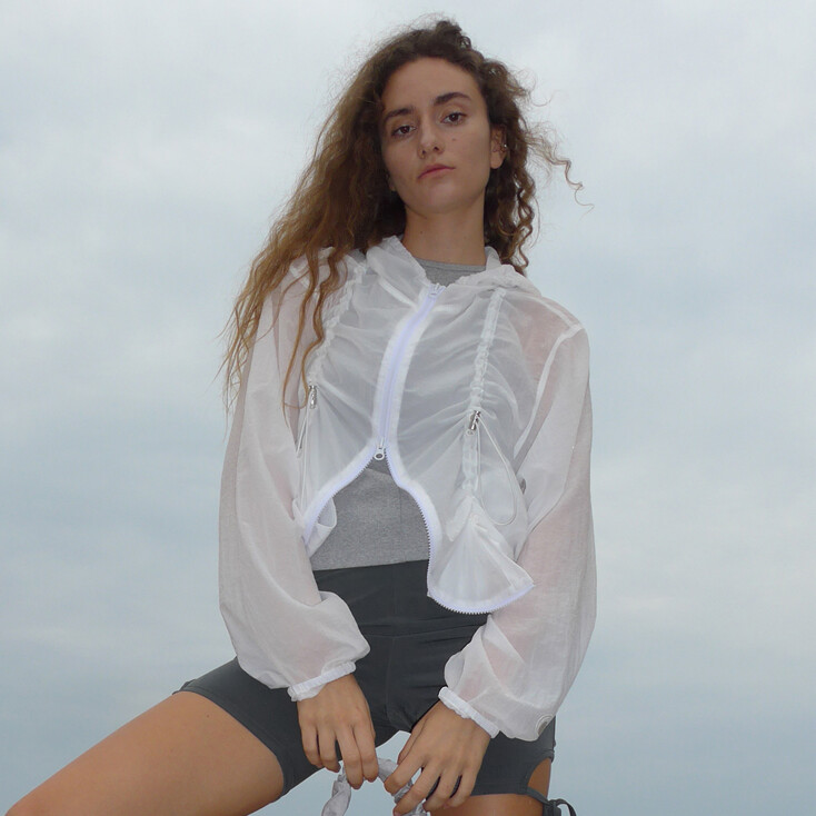 리유니 Shirring Sheer String Jumper_White - 위시버킷