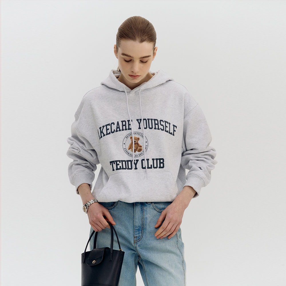 던스트 UNISEX TEDDY CLUB HOODIE LIGHT MELANGE GREY_UDTS2A104G1 - 위시버킷