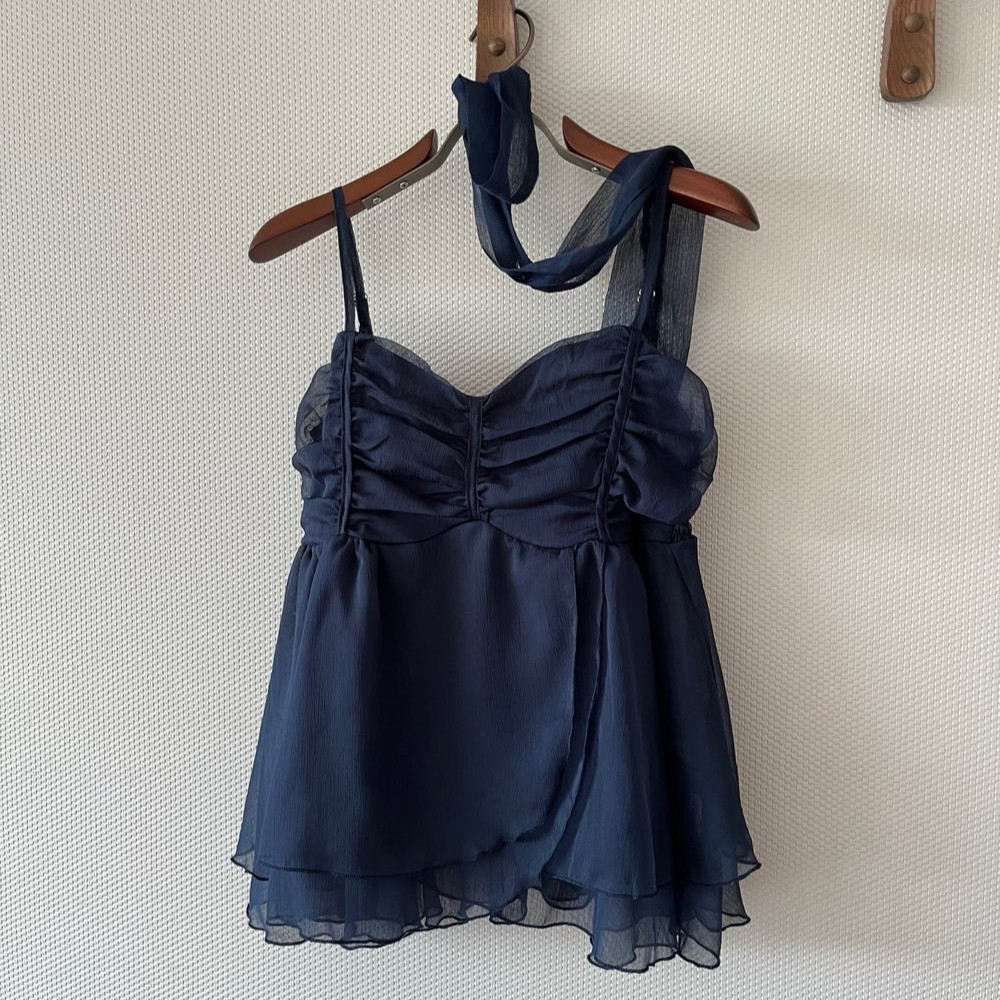 킷츠 KITTZ [끈set] 실크 셔링 블라우스 - 위시버킷