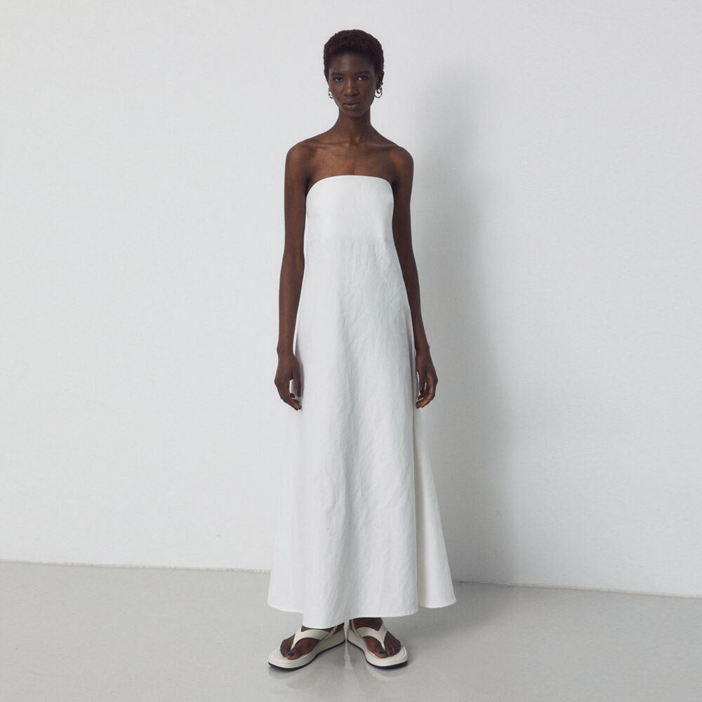아헤 LINEN TUBE TOP DRESS_WHITE - 위시버킷