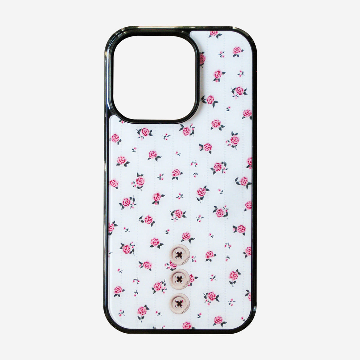 트위너 [PRE-ORDER] Pink rose button phone case (글라스 / 맥세이프 글라스 케이스) - 위시버킷