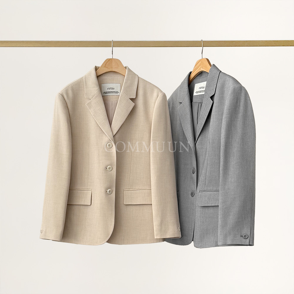 커뮨 (당일발송) riette 리에뜨 어스 자켓 클래식 카라 긴팔 쓰리버튼 싱글 jk - 위시버킷