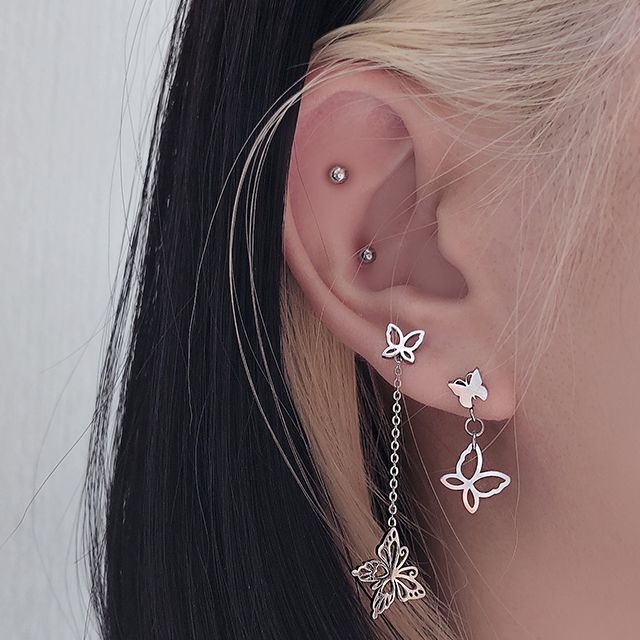 쩨리마켓 써지컬스틸 나비ઇଓ 체인 피어싱 (3 type) *364 - 위시버킷