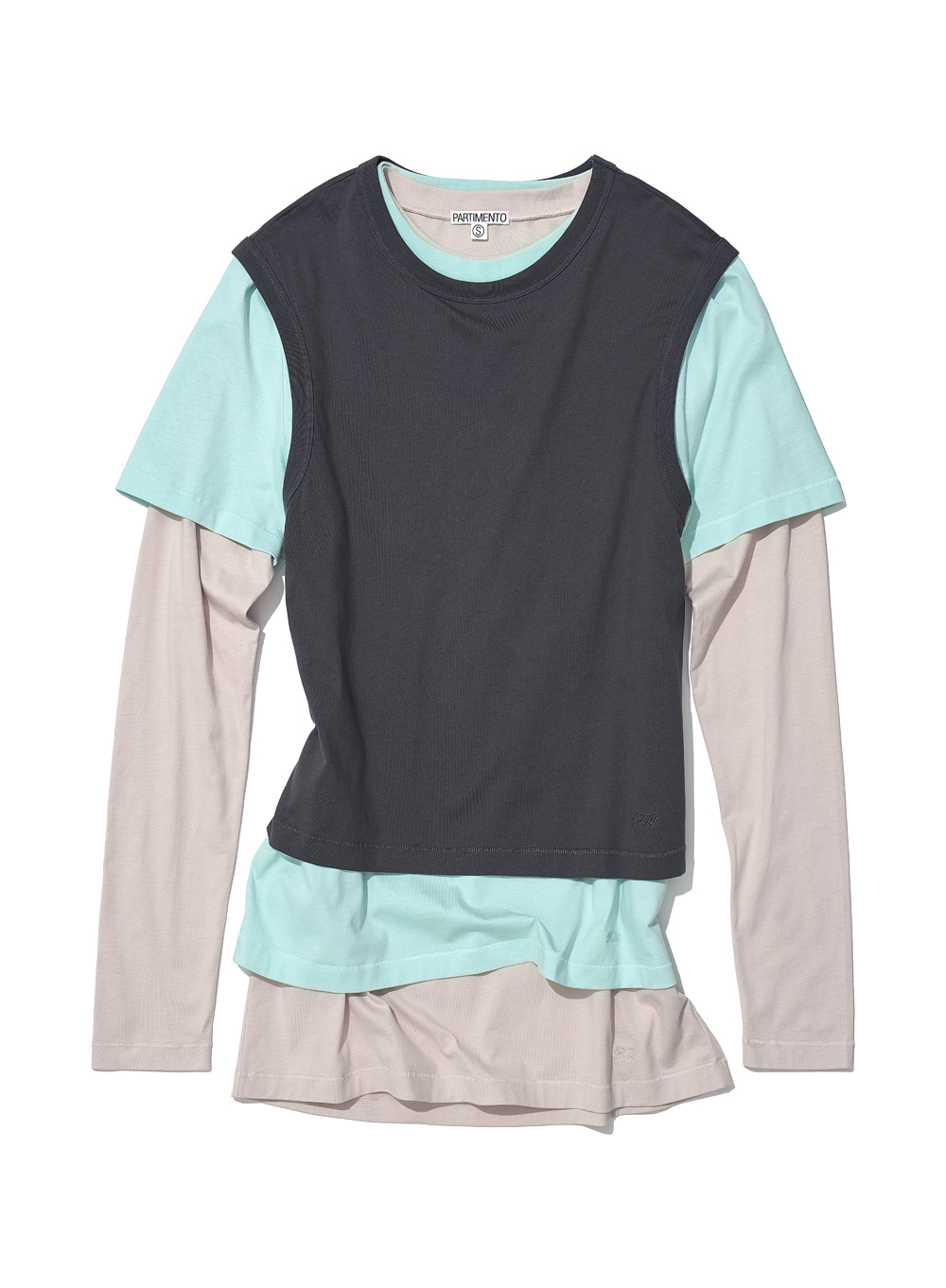 파르티멘토 [WOMEN] (SET) 3 IN 1 ESSENTIAL LAYERED TEE_CHARCOAL - 위시버킷