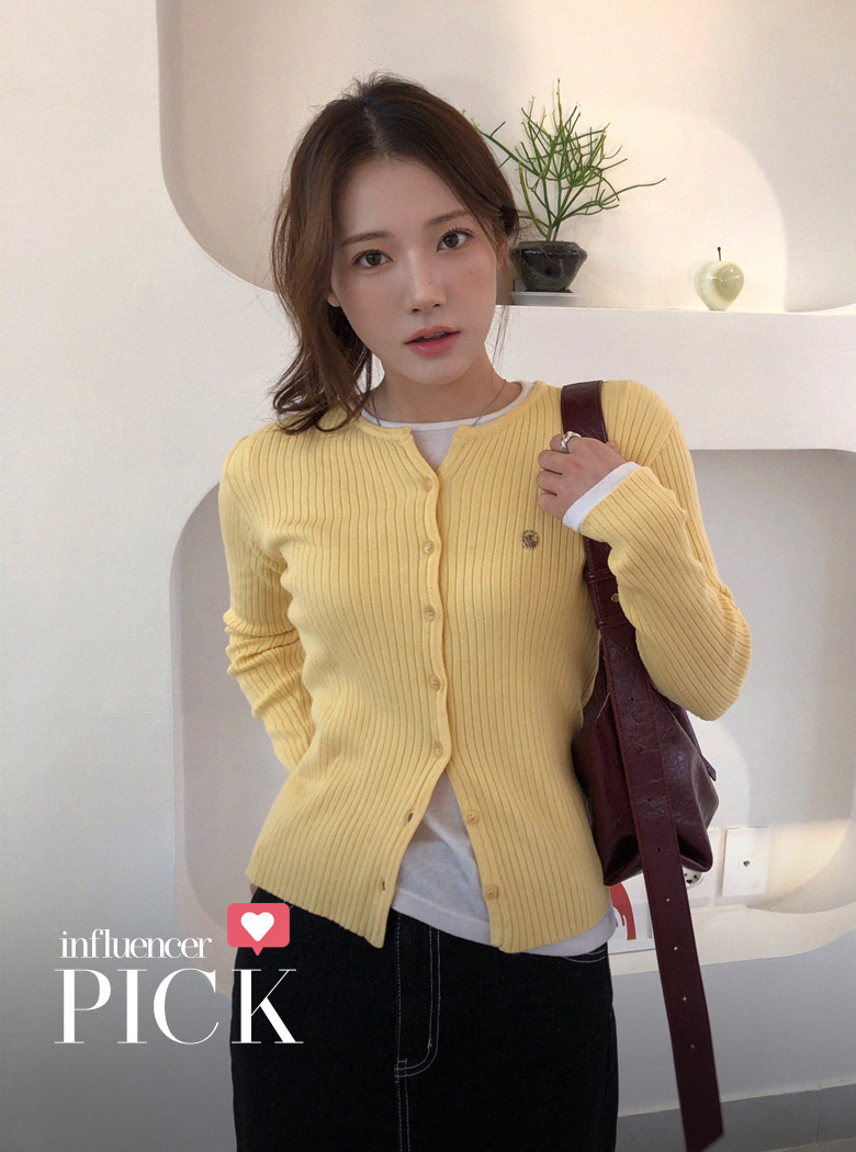 트위 [25SS🌷/정향'pick]엘비드 심볼 골지 가디건 - 위시버킷