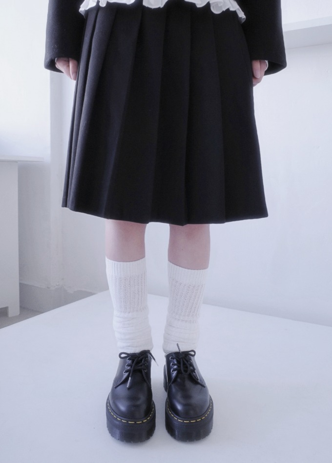 묘랑 묘랑 [MD PICK] 퓨어 로로 플리츠 미디 스커트 (2color) - 위시버킷