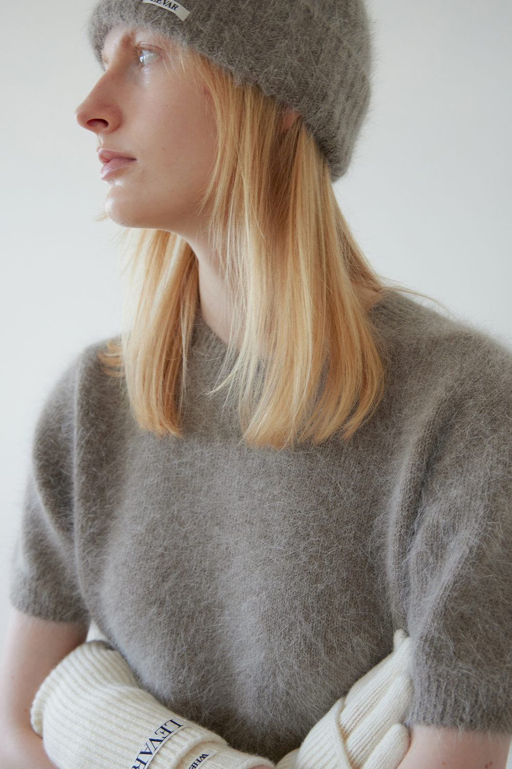르바 Angora Puff-Sleeve Knit - Mocha Brown - 위시버킷