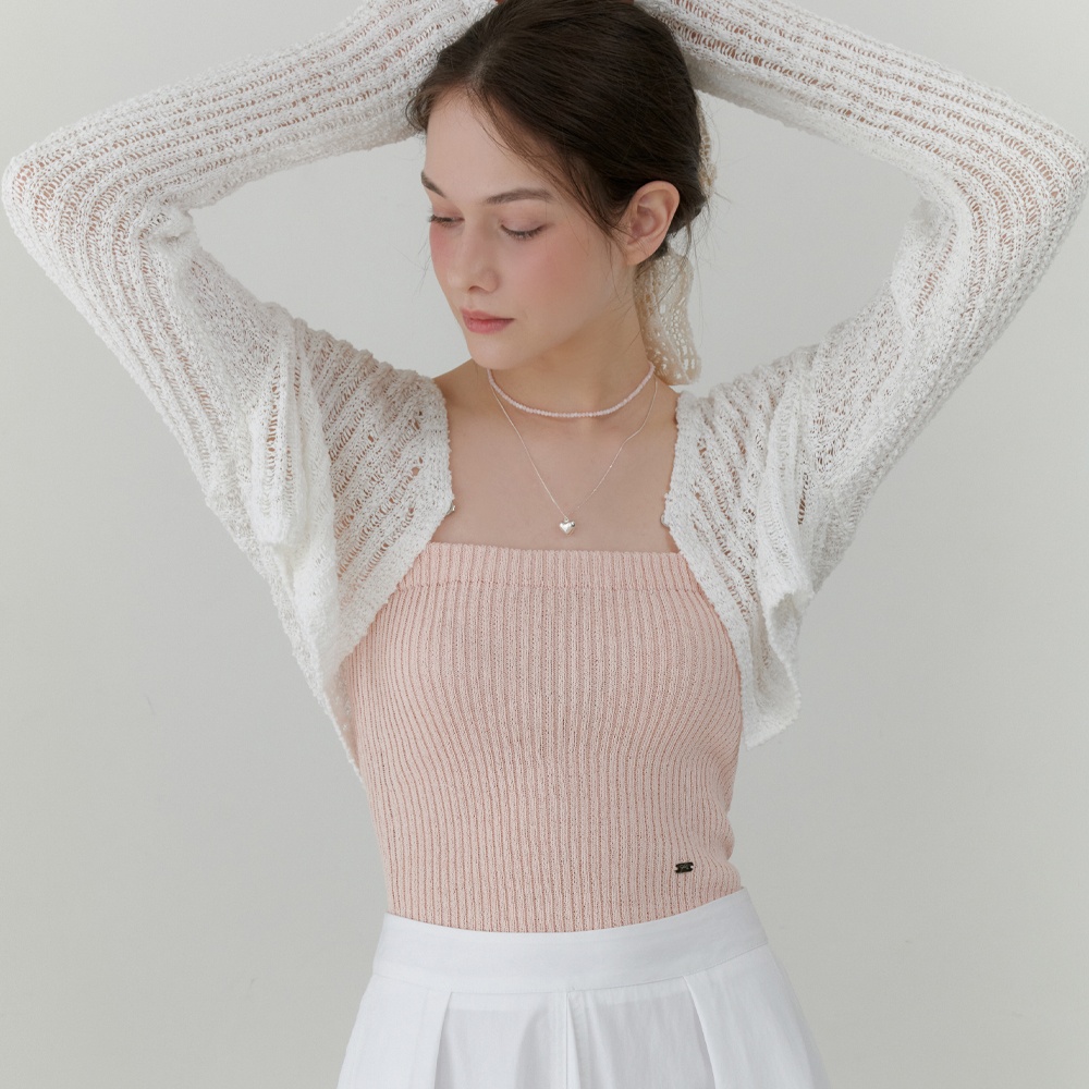 리엘 Creamy mini cardigan (white) - 위시버킷