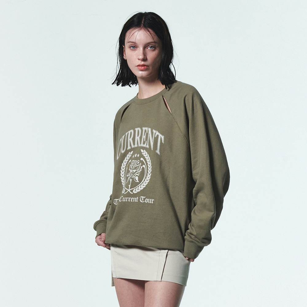 커렌트 SLIT GRAPHIC SWEATSHIRT [KHAKI] - 위시버킷
