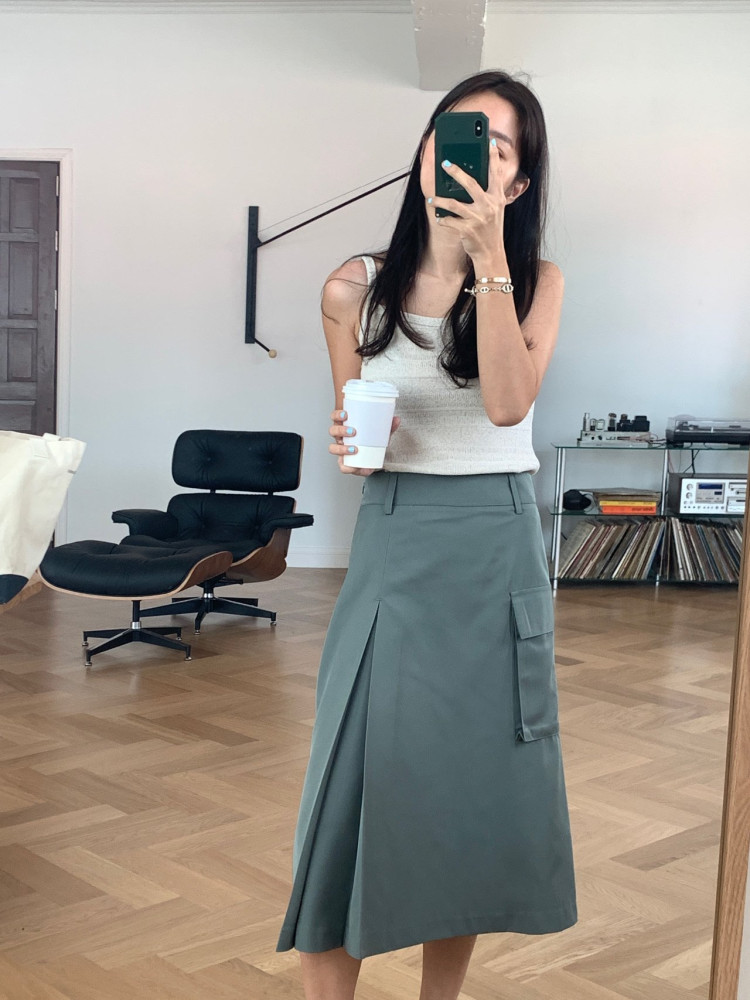 언더슨 언더슨 카고 스커트 (2col) - 롱스커트 치마 봄 여름 면 캐주얼 - 위시버킷