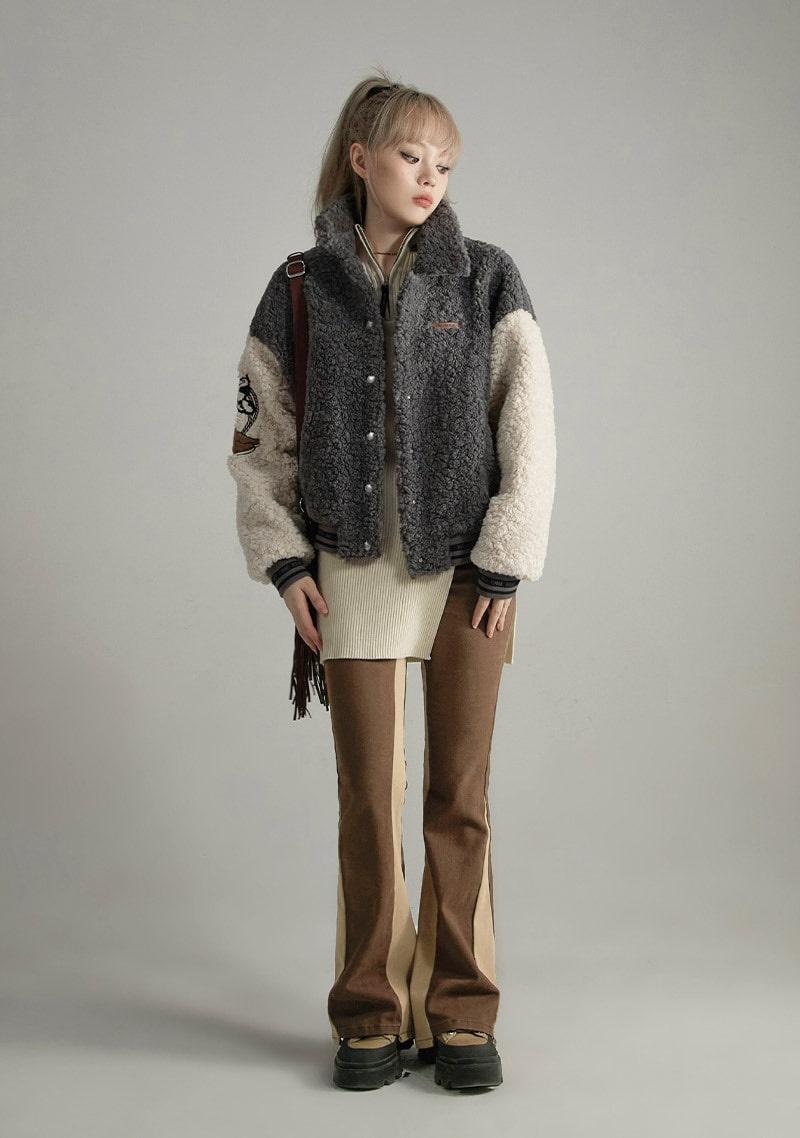 노원엘스 Loose Fit Color Matching Dumble Jacket - 위시버킷