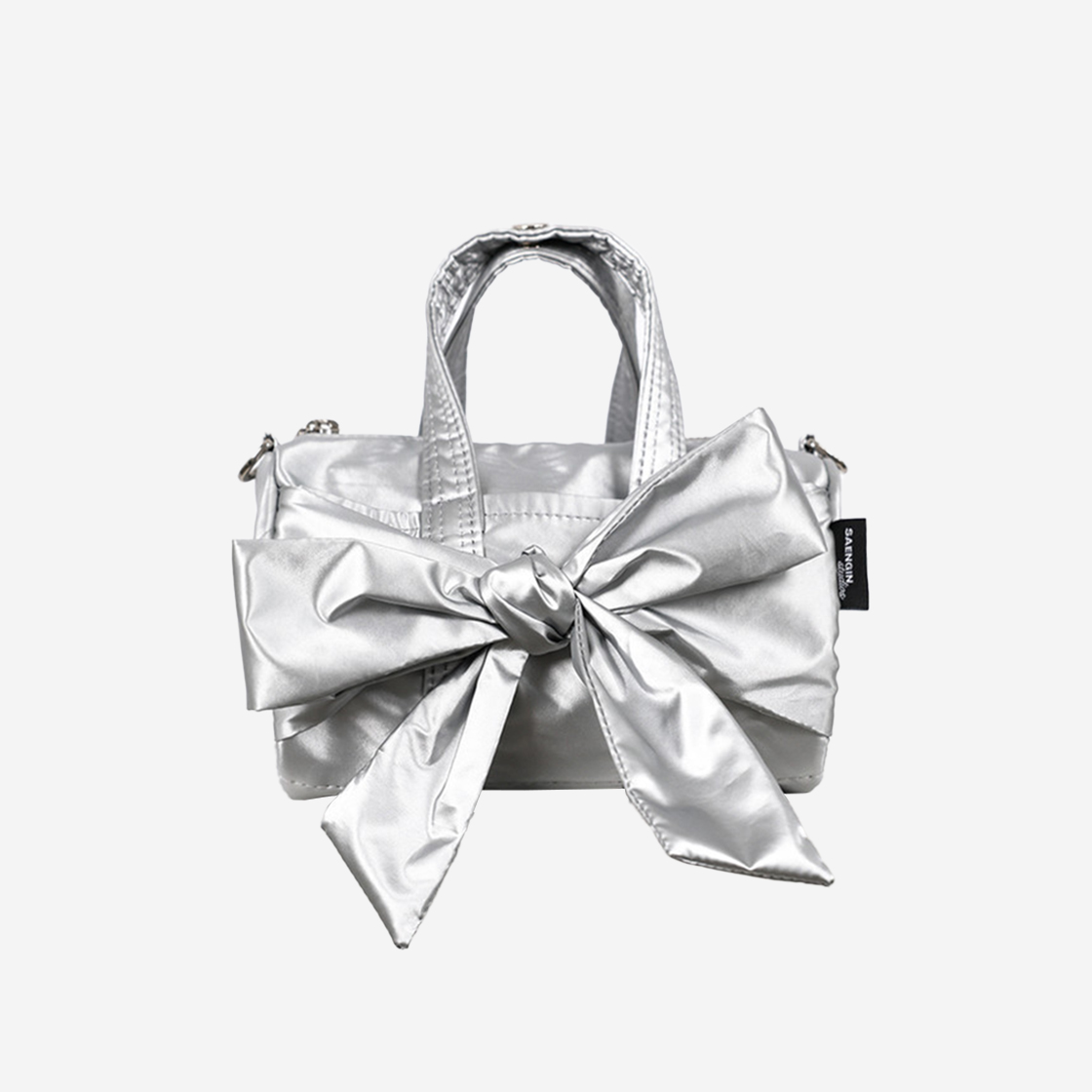 생긴스튜디오 Saenginstudios Mini Ribbon Chain Bag Silver - 위시버킷
