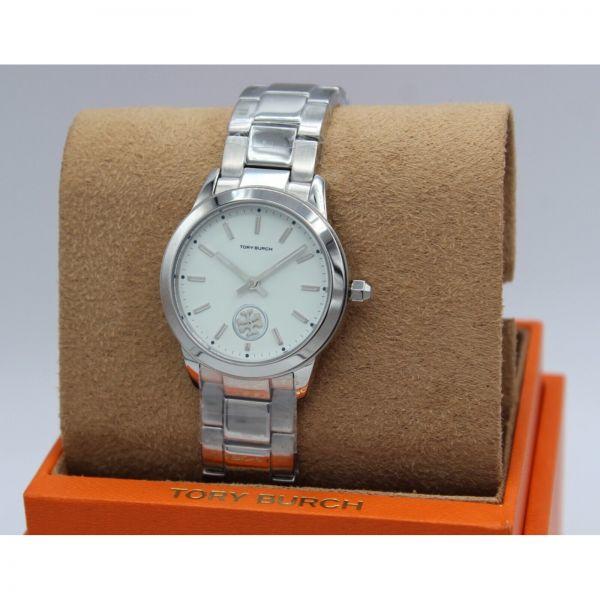 토리버치 토리 버치 콜린스 실버 화이트 여성용 TBW1301 시계 - 위시버킷