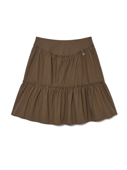 글로니 TIA DOUBLE LAYERED RUFFLE SKIRT (BROWN) - 위시버킷