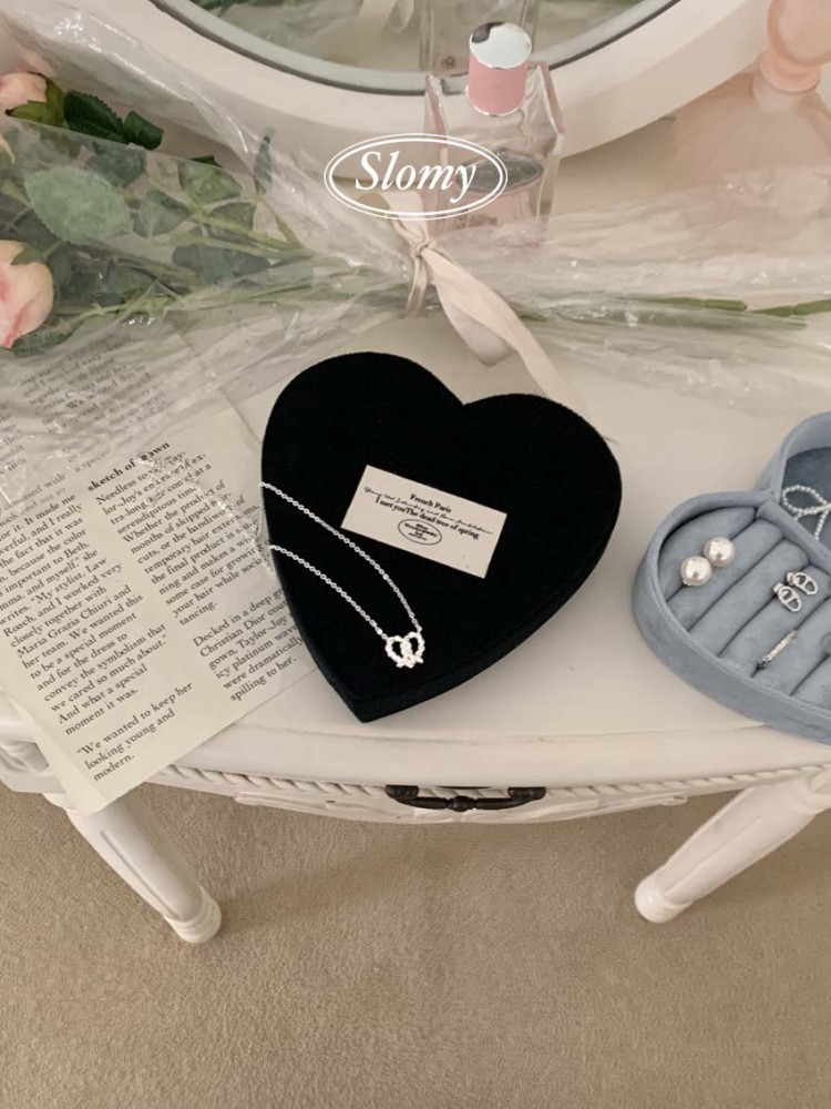 세러데이룸 [Slomy자체제작]벨벳 하트 레트링 악세사리 보관함 주얼리 케이스 3colors - 위시버킷