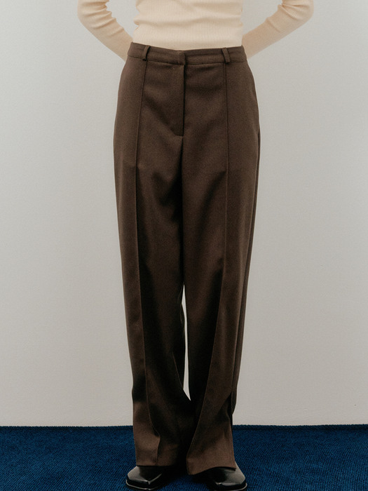 몬츠 monts 1535 slit straight-fit slacks (dark brown) - 위시버킷