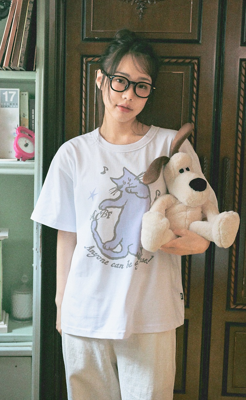 ACBF 댄싱캣 반소매 티셔츠 / 2color - 위시버킷