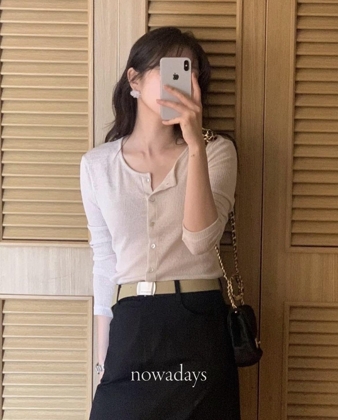 나우어데이즈 나우어데이즈 objet 오브제 크리미 가디건 썸머 코튼 긴팔 라운드 니트 cd (4col) - 위시버킷