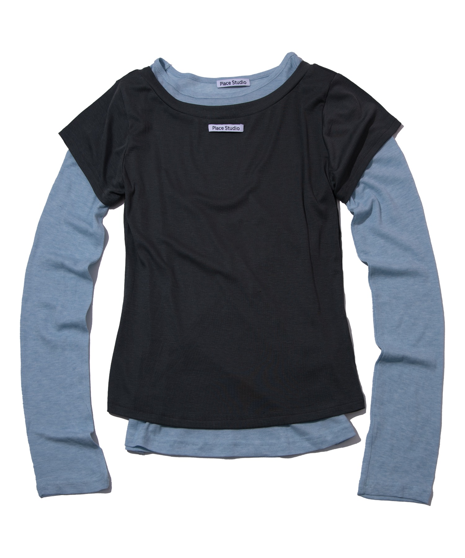 플레이스스튜디오 All-in-one unbalanced double-color layered long-sleeve tee set_4COLOR - 위시버킷