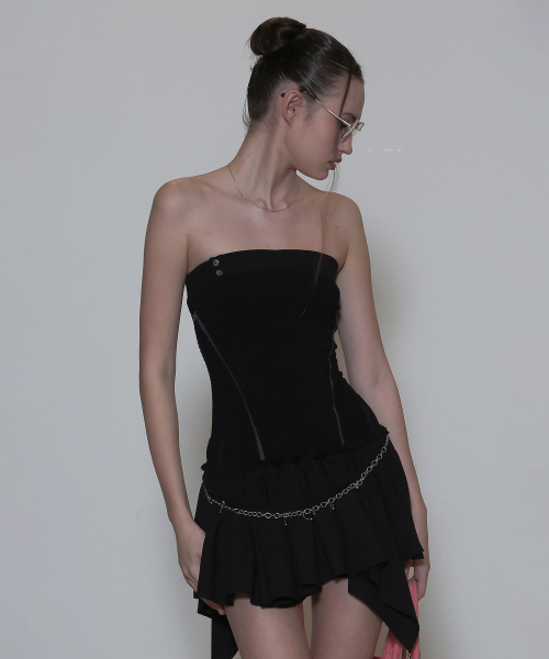 스컬프터 Tube Top Low Waist Dress Black - 위시버킷