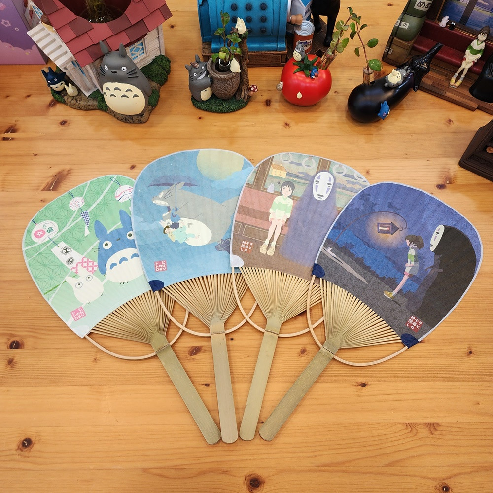 스튜디오지브리 일본 지브리 캐릭터 토토로 센과 치히로 가오나시 여름 선물 휴대용 대나무 시원한 부채 - 위시버킷