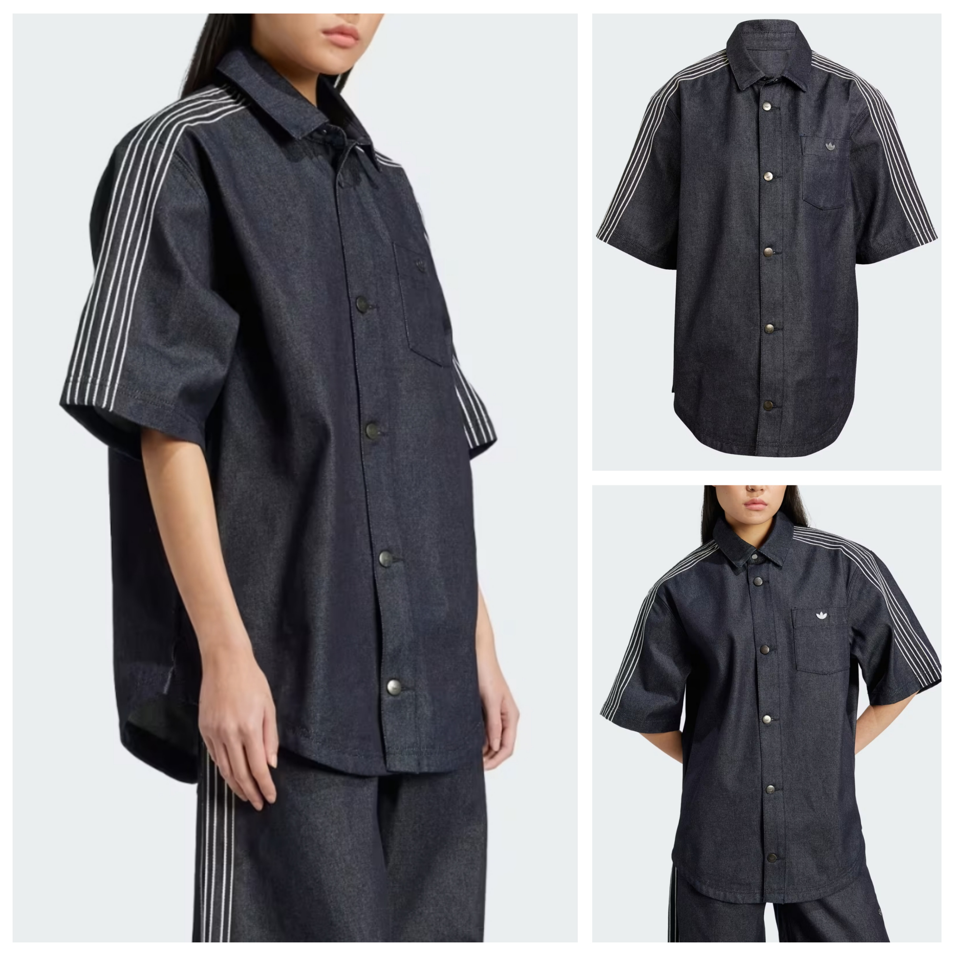 아디다스 아디다스 데님 슬리브 셔츠 인디고 JJ3146 - 위시버킷