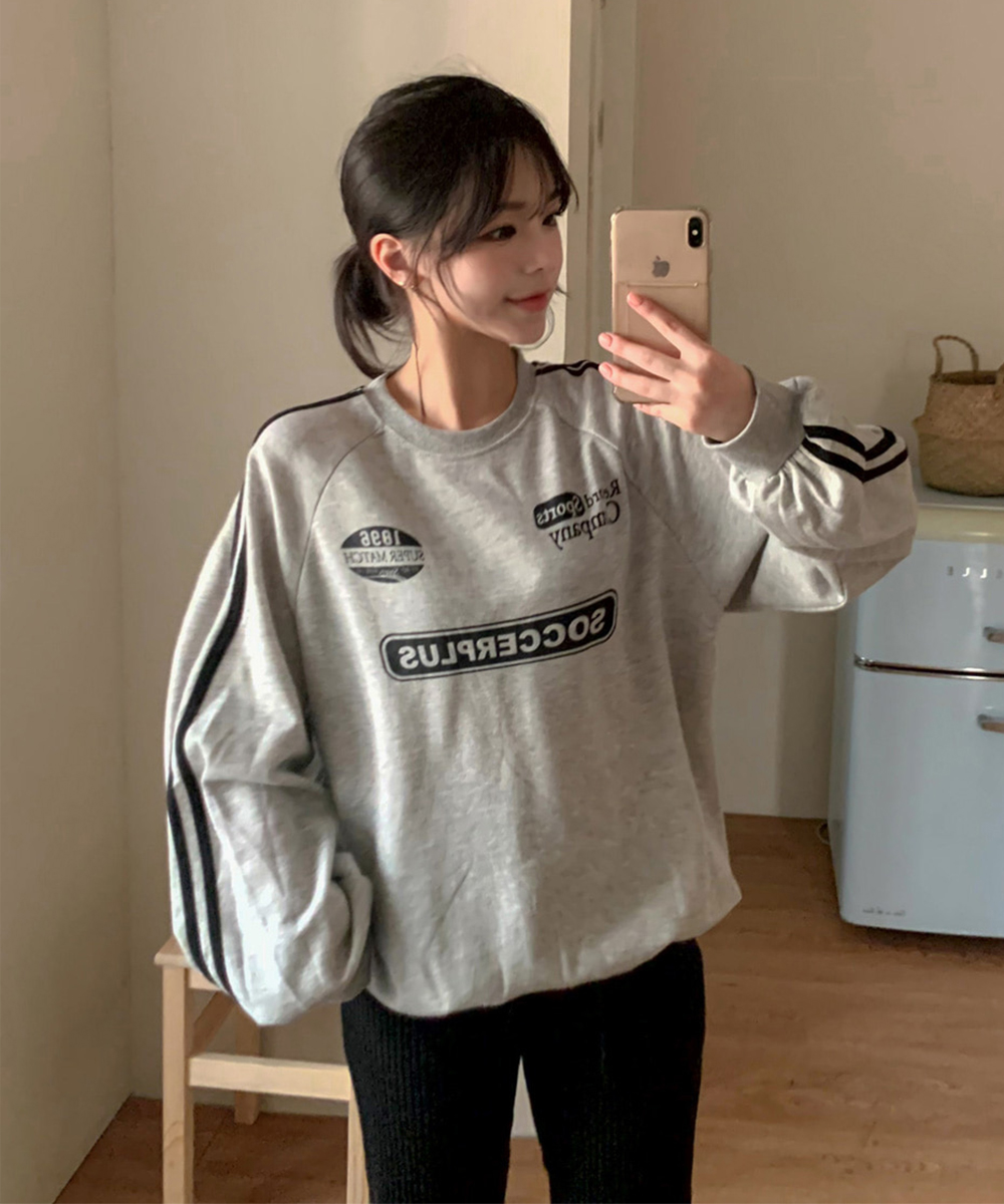 워너비뮤즈 워너비뮤즈 무배🚀[캐주얼⚽힙무드] 프린팅 맨투맨 래글런 나그랑 아방핏 영문 라운드넥 레터링 라인 시보리 긴팔 티셔츠 꾸안꾸 데일리 y2k 간절기 4COL - 위시버킷