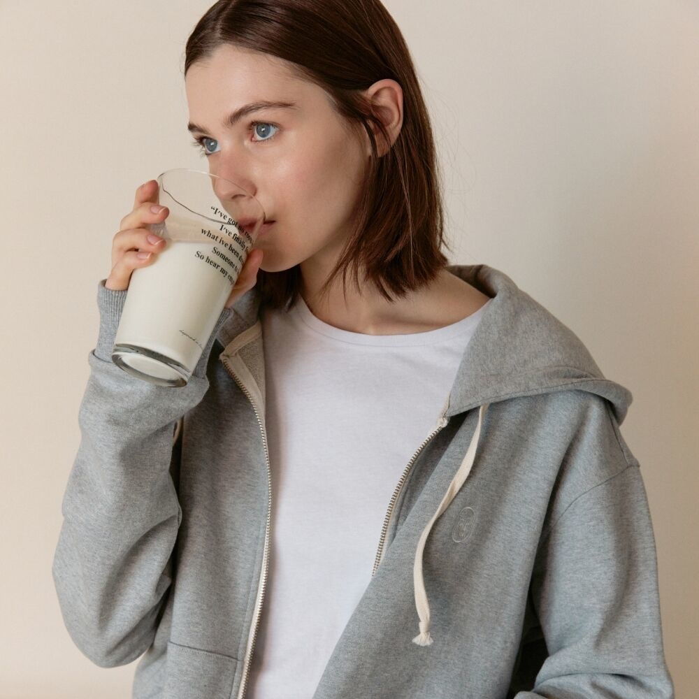 드파운드 dpwd logo hood zip up (melange grey) - 위시버킷