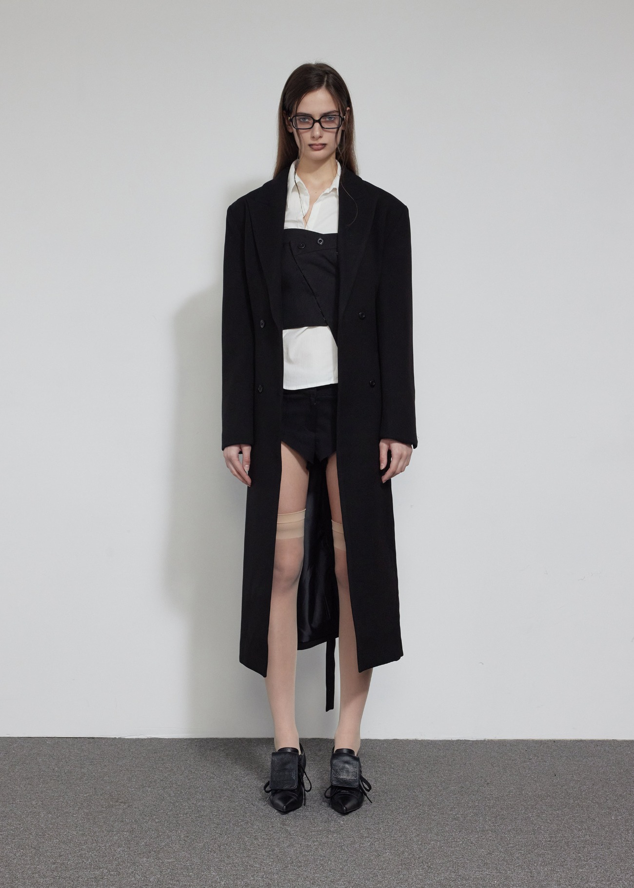 보헤미안서울 HOOKED SLIT MAXI DOUBLE COAT, BLACK - 위시버킷