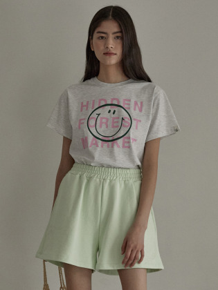 히든포레스트마켓 Oh-Happy T-shirt_Melange Grey - 위시버킷