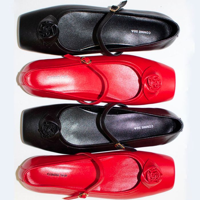 꼼시아 SIA Rose Ballerina Flats - BLACK / RED - 위시버킷