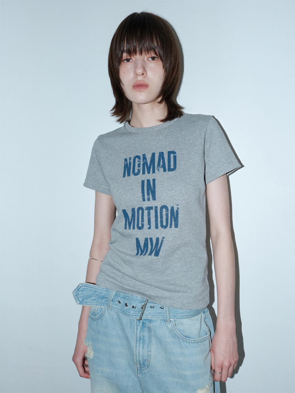 밀로아카이브 Washed Nomad T-shirts [Melange Gray] - 위시버킷