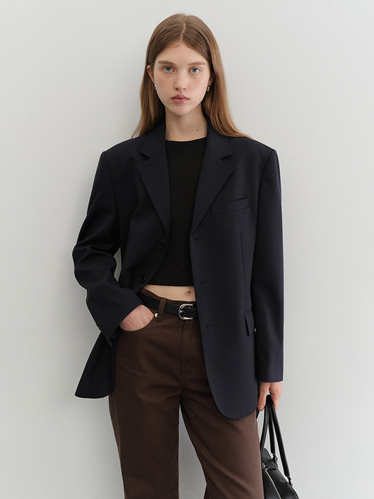 던스트 UNISEX CLASSIC 3 BUTTON WOOL BLAZER FRENCH NAVY_UDJA5C106N2 - 위시버킷