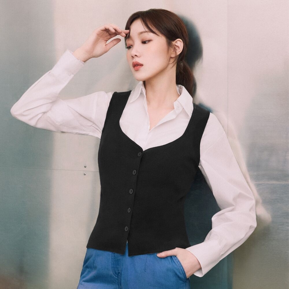 더엣지 더엣지 23FW 하트넥 니트 뷔스티에 2종 - 위시버킷