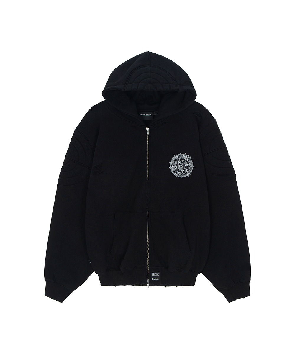 LLUD INSANE PANTHER SCRATCH ZIP FRONT HOODIE_BLACK - 위시버킷