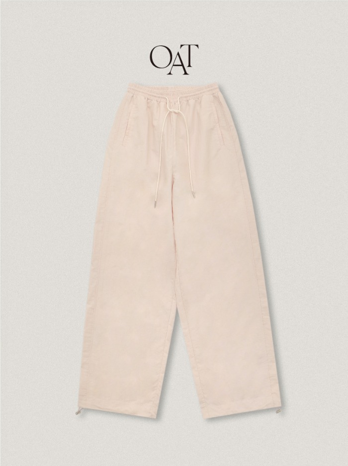 98도씨 [OAT/6천장돌파] Nylon 2-way Stopper Wide Pants - Milk pink - 위시버킷