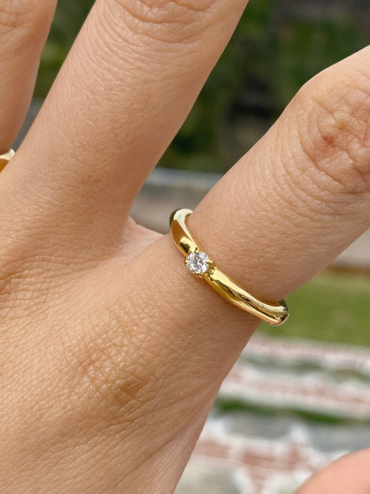 비유 [실버925] 14k 명품 도금 스몰 다이아 큐빅 프리사이즈 오픈링 반지 김나영 채정안 반지 - 위시버킷