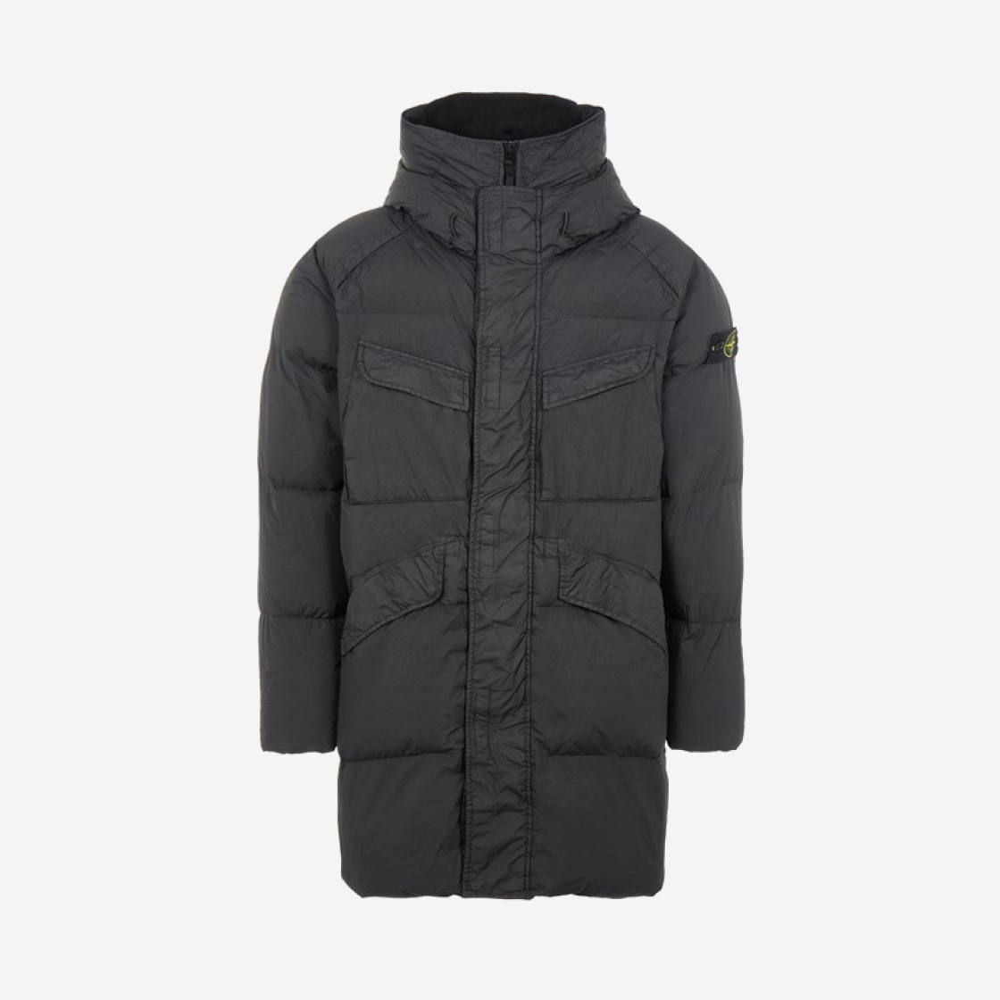 스톤아일랜드 Stone Island 70123 Crinkle Reps Hooded Long Down Jacket Black ...