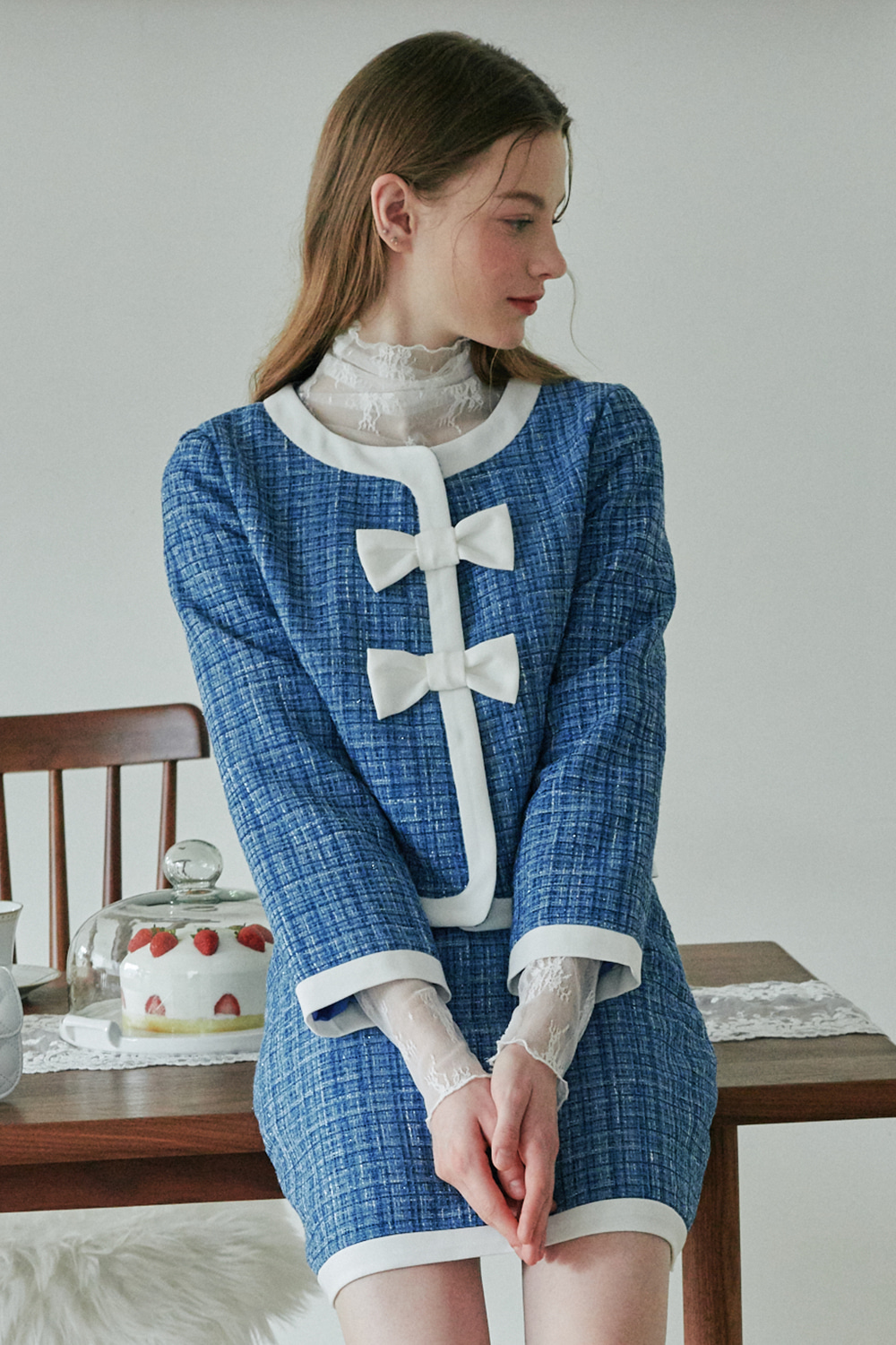 루루슈 Bling Tweed Set Up - BLUE - 위시버킷